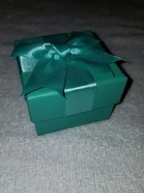 Other | Teal Blue Satin Bow Gift Box Small Square Jewelry | Poshmark